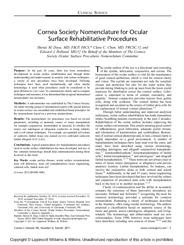 (PDF) The Classification of Ocular Surface Transplantation