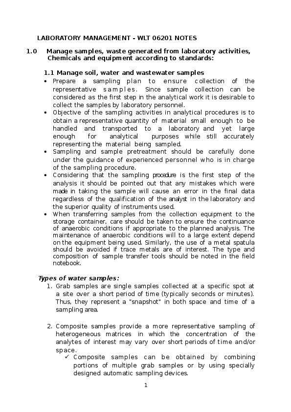 (DOC) LABORATORY MANAGEMENT NOTES