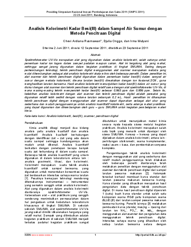 (PDF) Analisis Kolorimetri Kadar besi