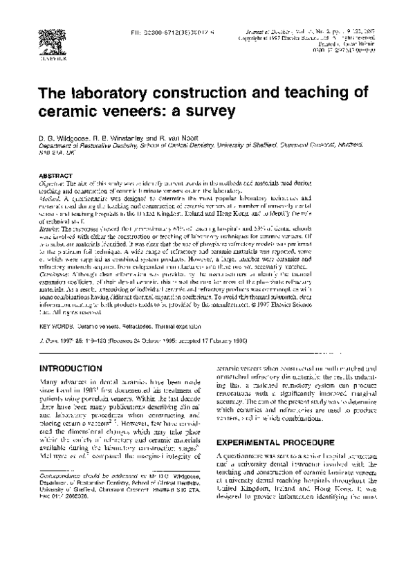 (PDF) The laboratory construction and teaching of ceramic veneers: a survey