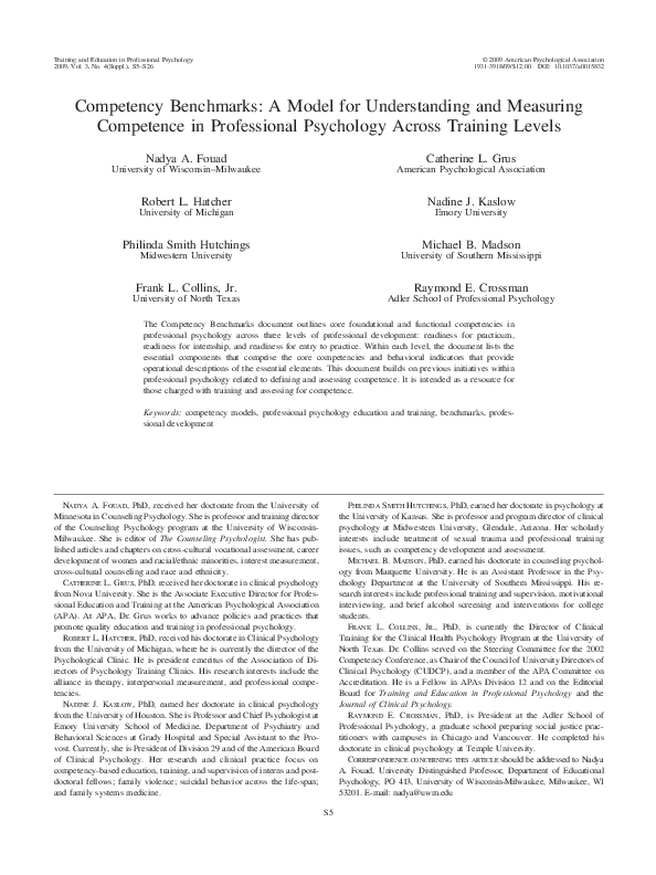 (PDF) Competency benchmarks: A model for understanding and measuring ...