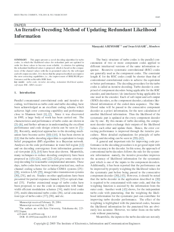 (PDF) An Iterative Decoding Method of Updating Redundant Likelihood ...