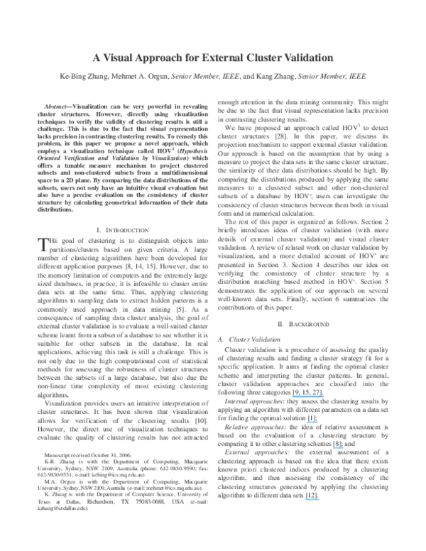 (PDF) A Visual Approach for External Cluster Validation