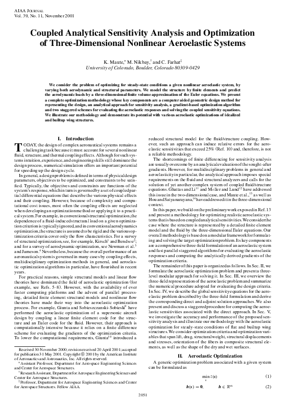 (PDF) Coupled Analytical Sensitivity Analysis and Optimization of Three ...
