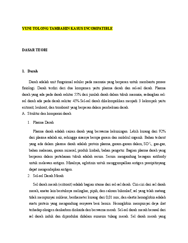 (DOC) Dasar Teori Gel Crossmatching
