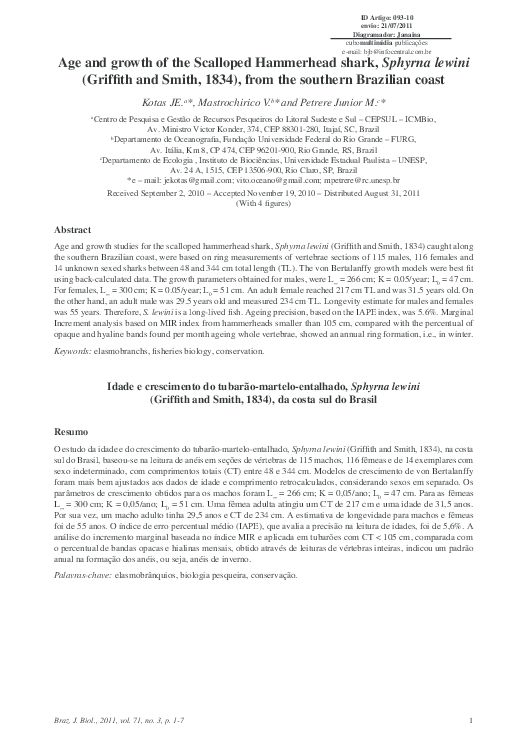 (PDF) Age validation of great hammerhead shark (Sphyrna mokarran ...
