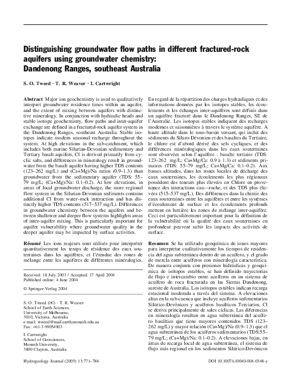 (PDF) Distinguishing groundwater flow paths in different fractured-rock ...
