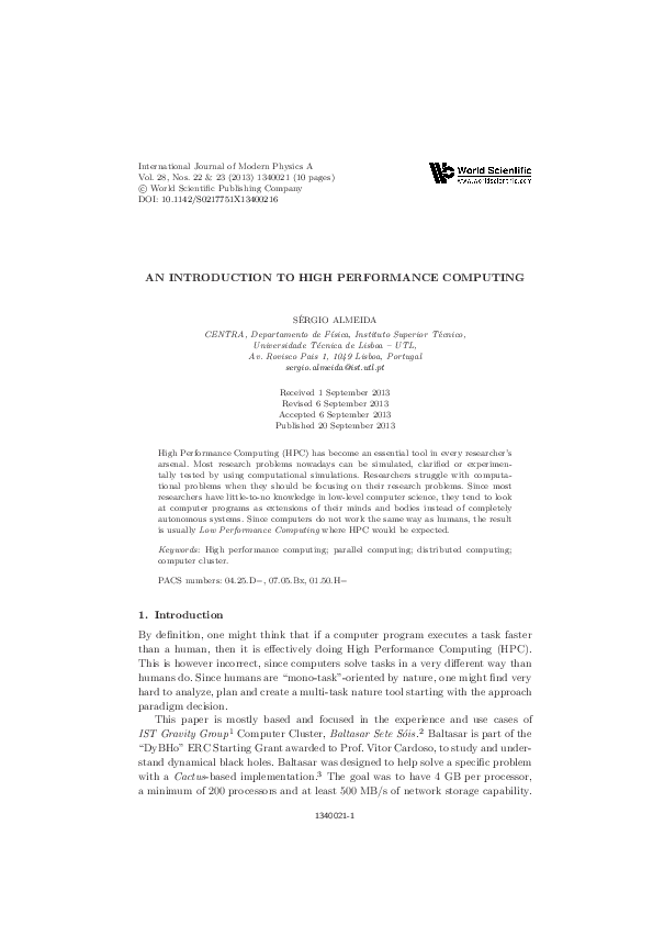 Pdf An Introduction To High Performance Computing