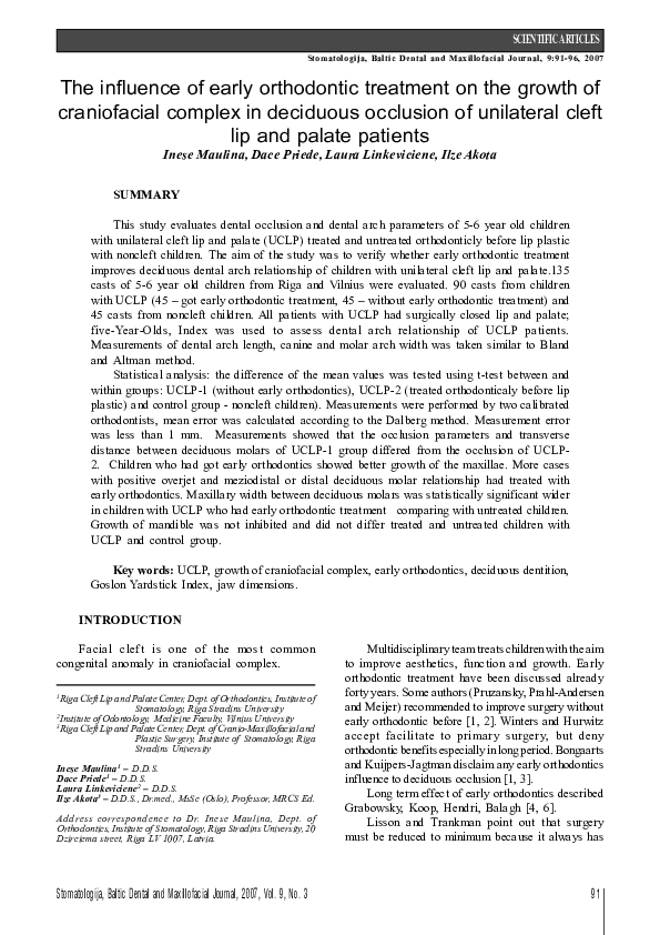 (PDF) The Difference in Cervical Vertebral Skeletal Maturation between Cleft Lip/Palate and Non ...