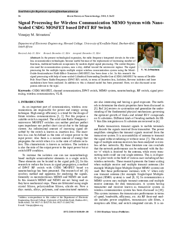 (PDF) Signal Processing for Wireless Communication MIMO System with ...