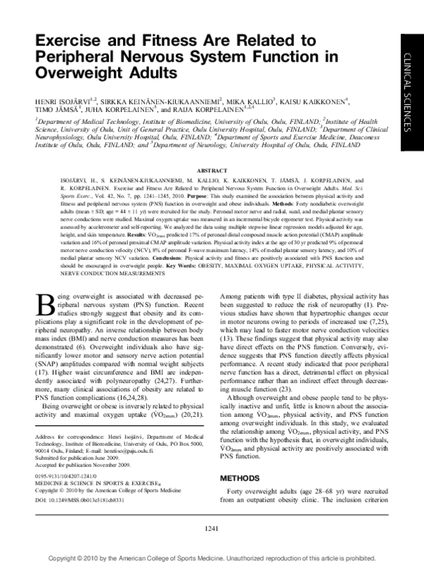 (PDF) Exercise and Fitness Are Related To Peripheral Nervous System ...