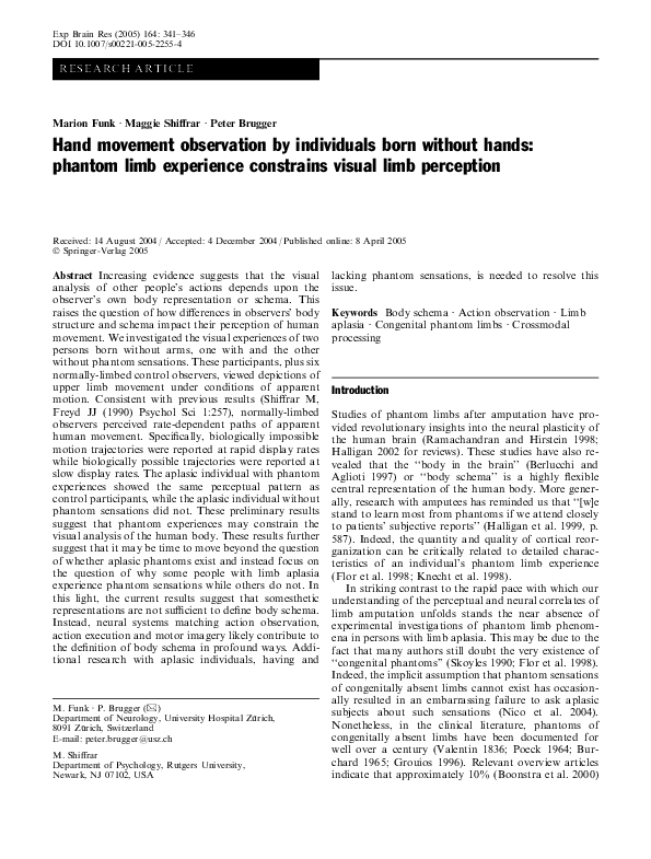 (PDF) Hand movement observation by individuals born without hands ...