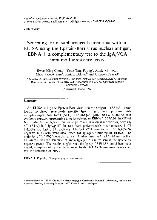 (PDF) Screening for nasopharyngeal carcinoma with an ELISA using the ...