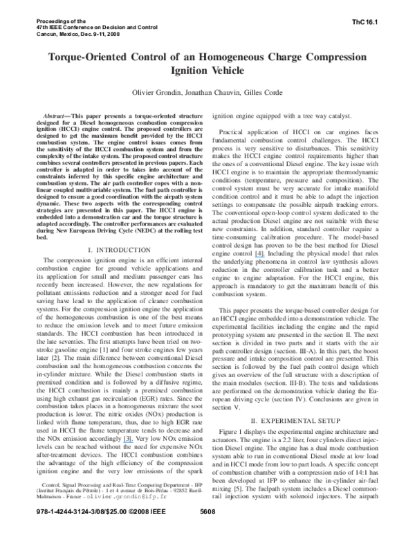(PDF) Torque-oriented control of an homogeneous charge compression ignition vehicle