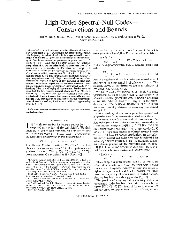 (PDF) High-order spectral-null codes-constructions and bounds