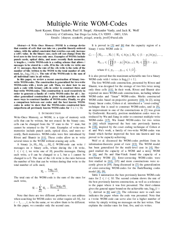 (PDF) Multiple-write WOM-codes