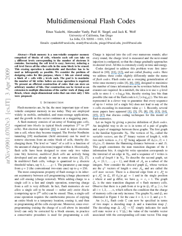 (PDF) Multidimensional flash codes