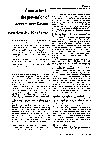(PDF) Approaches to the prevention of warmed-over flavour