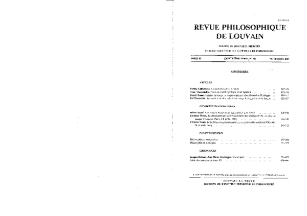 (PDF) Origine du temps et temps originaire chez Husserl et Heidegger ...