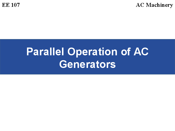 Ppt Parallel Operation Of Synchronous Generators V5