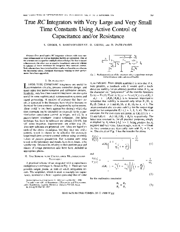 (PDF) True RC integrators with very large and very small time constants ...