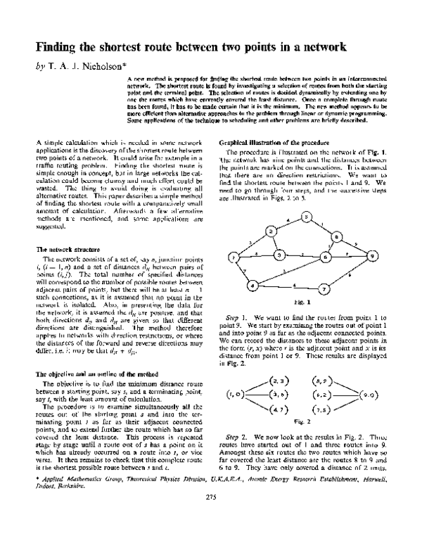 Pdf Finding The Shortest Route Between Two Points In A Network
