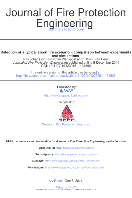 (PDF) Detection of a typical arson fire scenario - comparison between ...