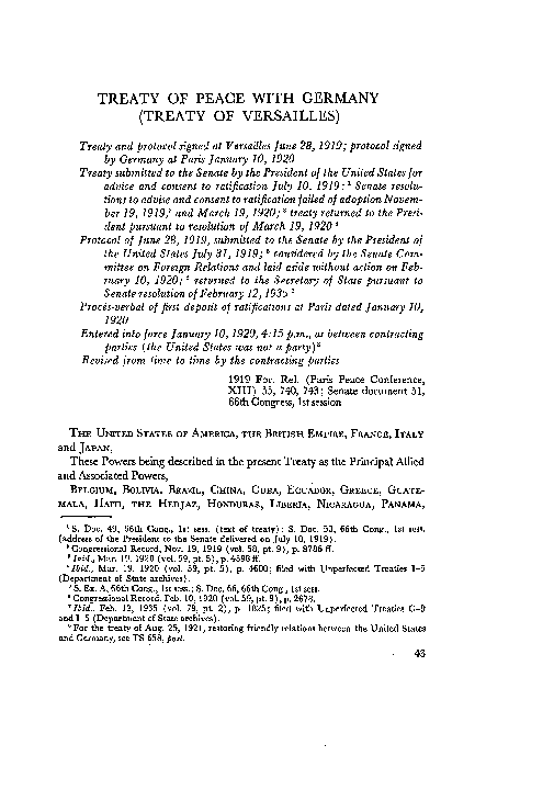 (PDF) TREATY OF PEACE WITH GERMANY-Treaty of Versailles.pdf