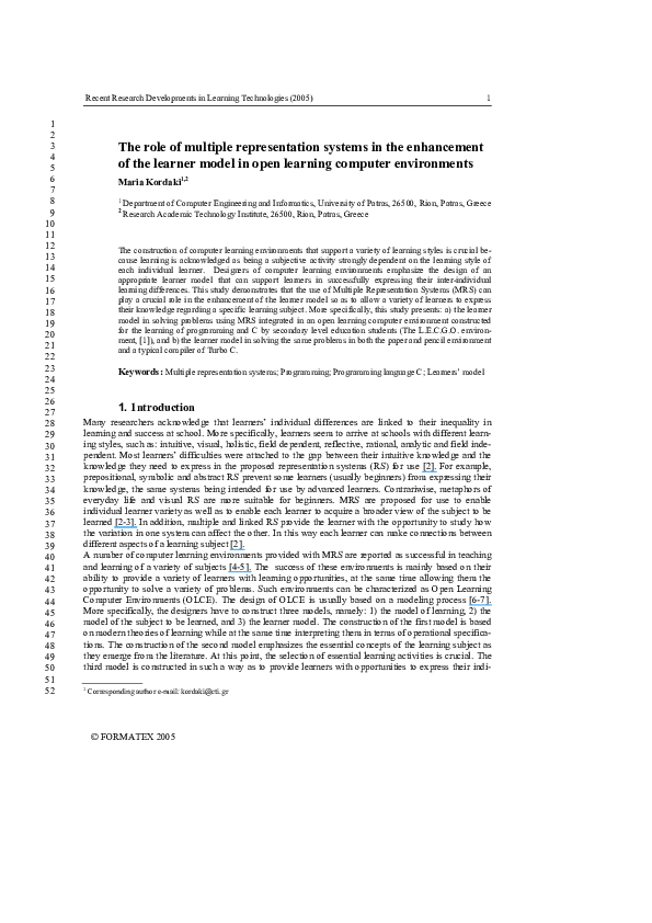 (PDF) The role of multiple representation systems in the enhancement of ...