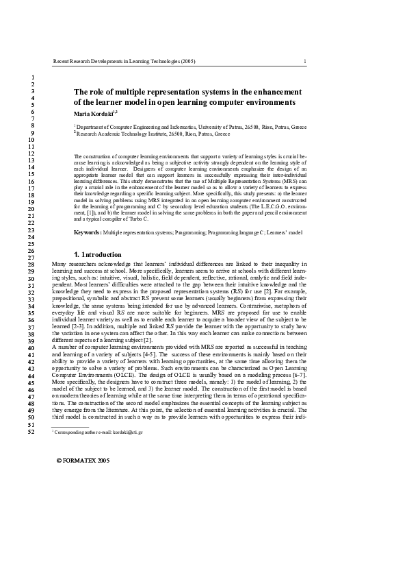 (PDF) The role of multiple representation systems in the enhancement of ...