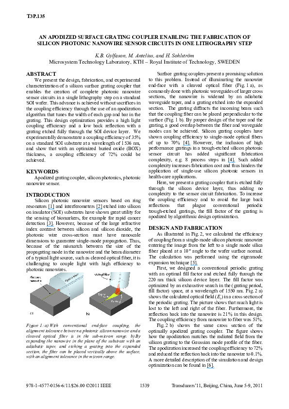 (PDF) An apodized surface grating coupler enabling the fabrication of ...