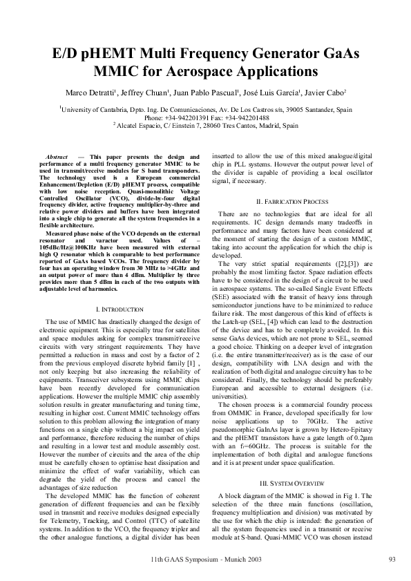 (PDF) E/D pHEMT Multi Frequency Generator GaAs MMIC for Aerospace ...
