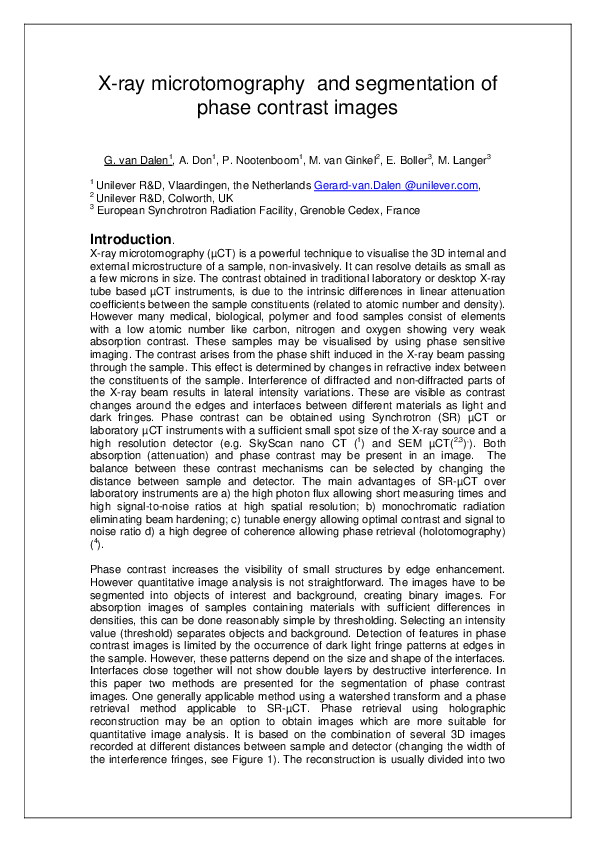 (PDF) X-ray microtomography and segmentation of phase contrast images