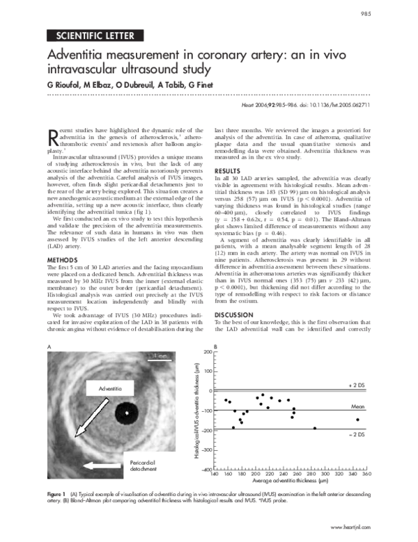 (PDF) Adventitia measurement in coronary artery: an in vivo ...