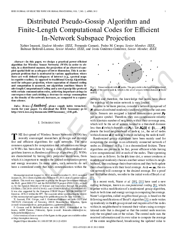 (PDF) Distributed Pseudo-Gossip Algorithm and Finite-Length Computational Codes for Efficient In ...