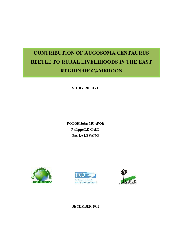 (PDF) Contribution of Augosoma centaurus beetle to rural livelihoods in ...