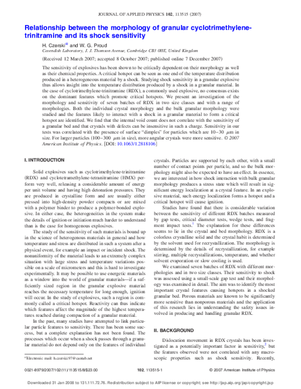 (PDF) Relationship between the morphology of granular cyclotrimethylene ...