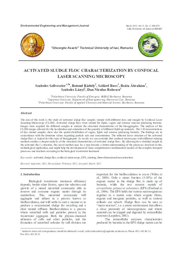 (PDF) Activated sludge floc characterization by confocal laser scanning ...
