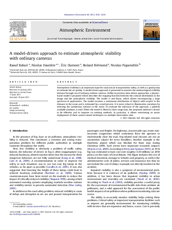 (PDF) A model-driven approach to estimate atmospheric visibility with ordinary cameras