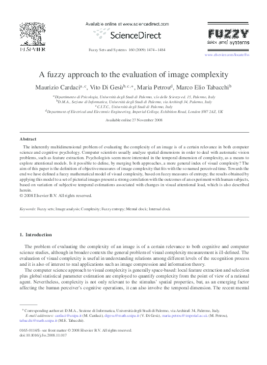 (PDF) A fuzzy approach to the evaluation of image complexity