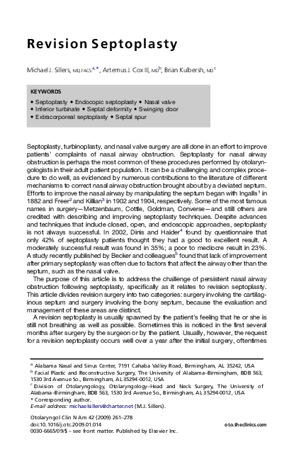 (PDF) Revision Septoplasty
