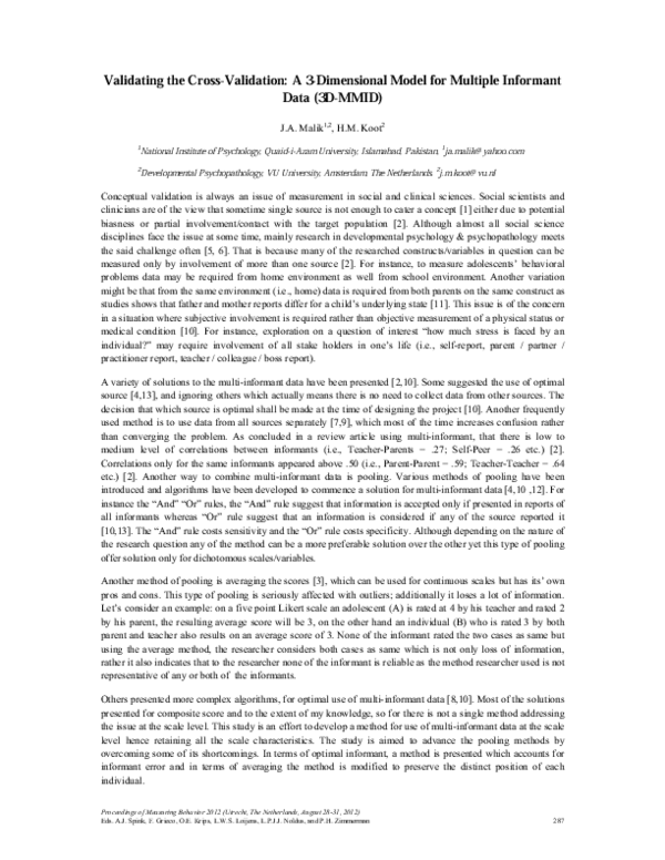 Pdf Validating The Cross Validation A 3 Dimensional Model For