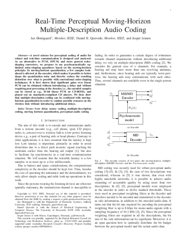 (PDF) Real-Time Perceptual Moving-Horizon Multiple-Description Audio Coding