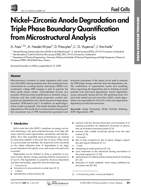 (PDF) Nickelâ Zirconia Anode Degradation and Triple Phase Boundary Quantification from ...