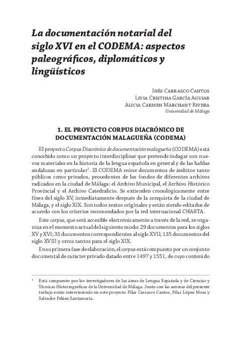 LA DOCUMENTACIÓN NOTARIAL DEL SIGLO XVI EN EL CODEMA: ASPECTOS PALEOGRÁFICOS, DIPLOMÁTICOS Y ...