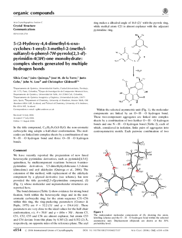 (PDF) Hydrogen Bond Networks in Pyrrolopyrimidine Complex Sheets
