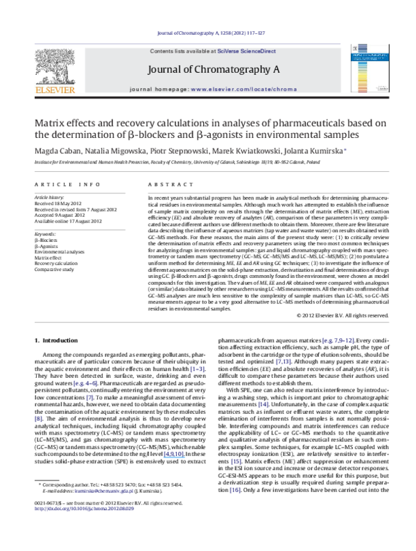 (PDF) Matrix effects and recovery calculations in analyses of ...