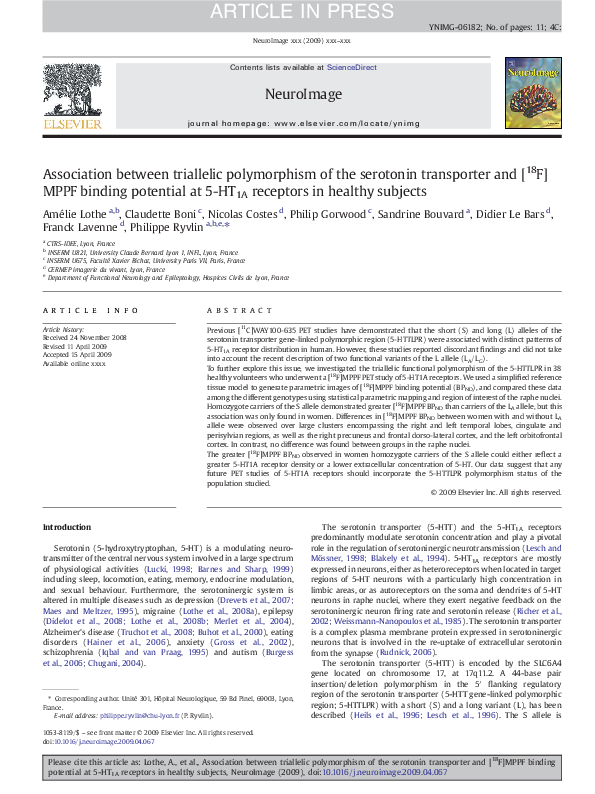 (PDF) Association between triallelic polymorphism of the serotonin ...