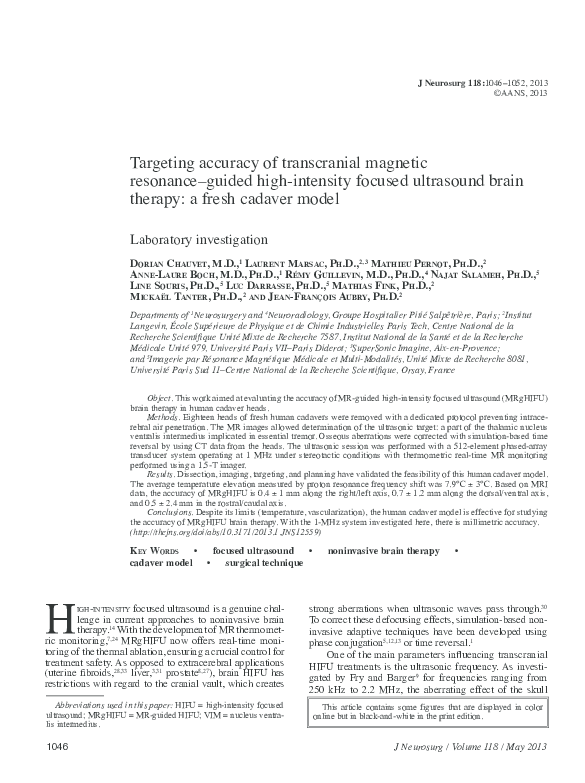 (PDF) Targeting accuracy of transcranial magnetic resonance–guided high ...