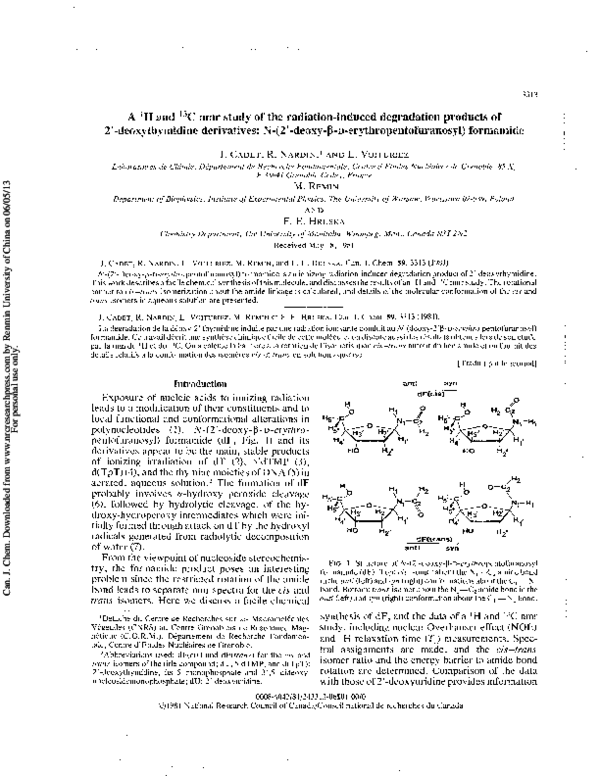 (PDF) NMR Study of Degradation in Deoxythymidine